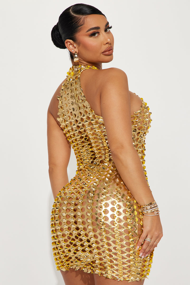 Heidi Metallic Mini Dress Gold Fashion Nova Dresses Fashion Nova