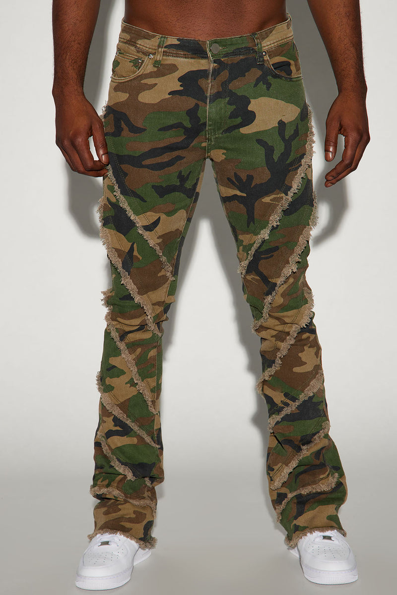 Slanted Fray Stacked Skinny Flare Jeans - Camouflage | Fashion Nova ...