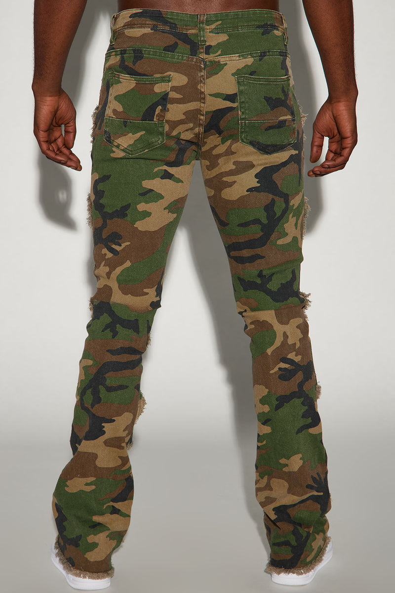 Slanted Fray Stacked Skinny Flare Jeans - Camouflage | Fashion Nova ...