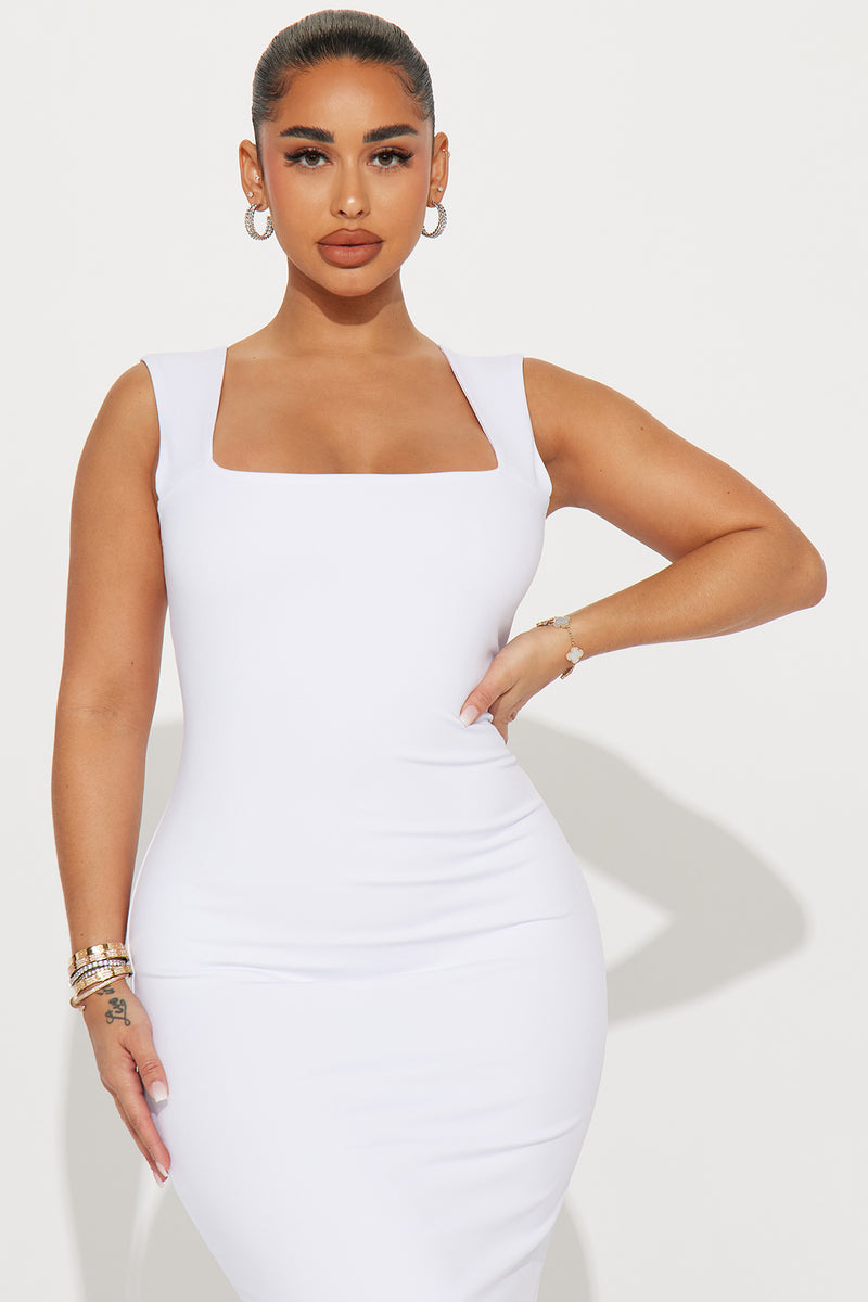 Colette Double Lined Midi Dress White Fashion Nova Dresses