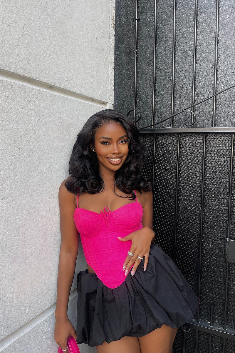 Tell Me A Secret Linen Corset Top - Hot Pink | Fashion Nova, Shirts & Blouses | Fashion Nova