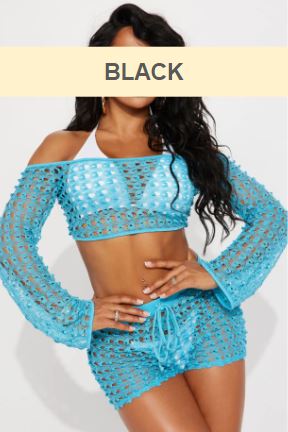 Trip To The Beach 2 Piece Cover Up - Black | Fashion Nova, Swimwear | Fashion Nova