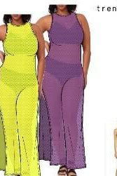 Good Times And Tan Lines Slit Fishnet Cover Up Dress - Purple | Fashion ...