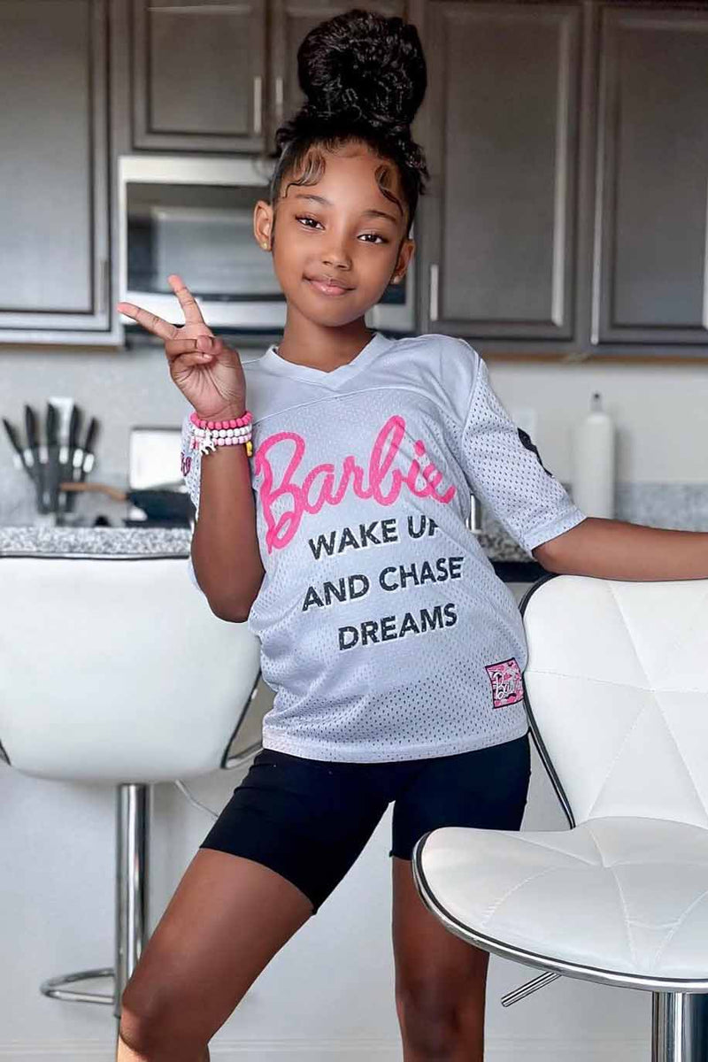 Mini Barbie Wake Up And Chase Dreams Tee - Silver | Fashion Nova, Kids ...