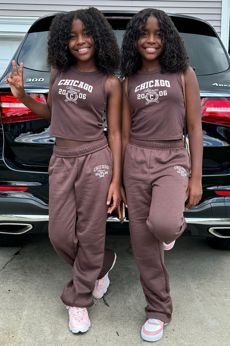 Mini Chi Town Fleece Pant Set - Brown/combo | Fashion Nova, Kids Sets ...