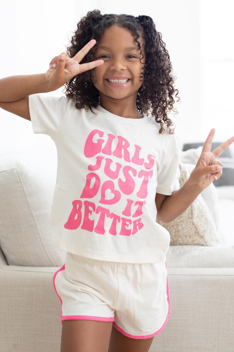 Mini Girls Just Do It Better Short Set - White/combo | Fashion Nova ...