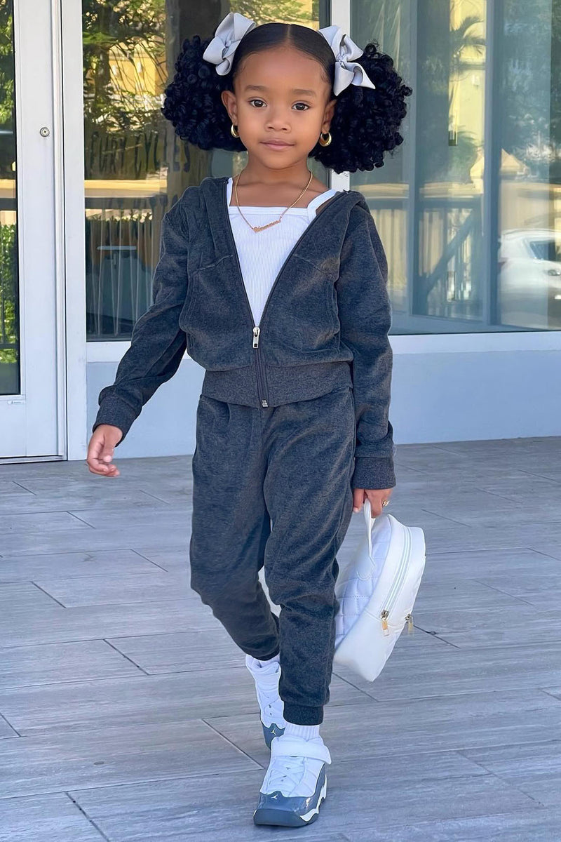 Mini Original Trendsetter II Velour Set - Charcoal | Fashion Nova, Kids ...