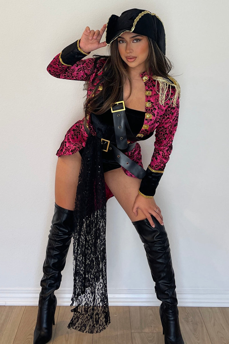 Seven Seas Captain Pirate 5 Piece Costume Set - Black/combo | Fashion ...