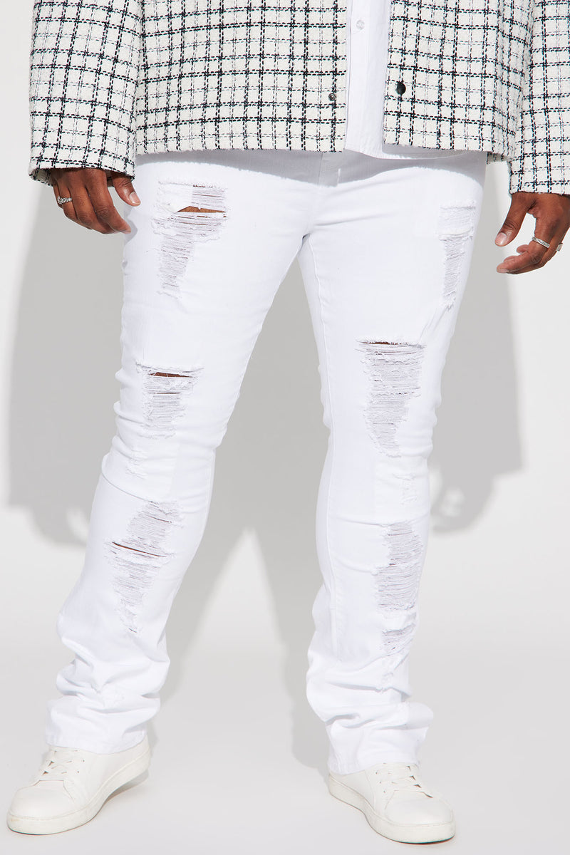 For Likes Stacked Skinny Flare Jeans - White | Fashion Nova, Mens Jeans ...