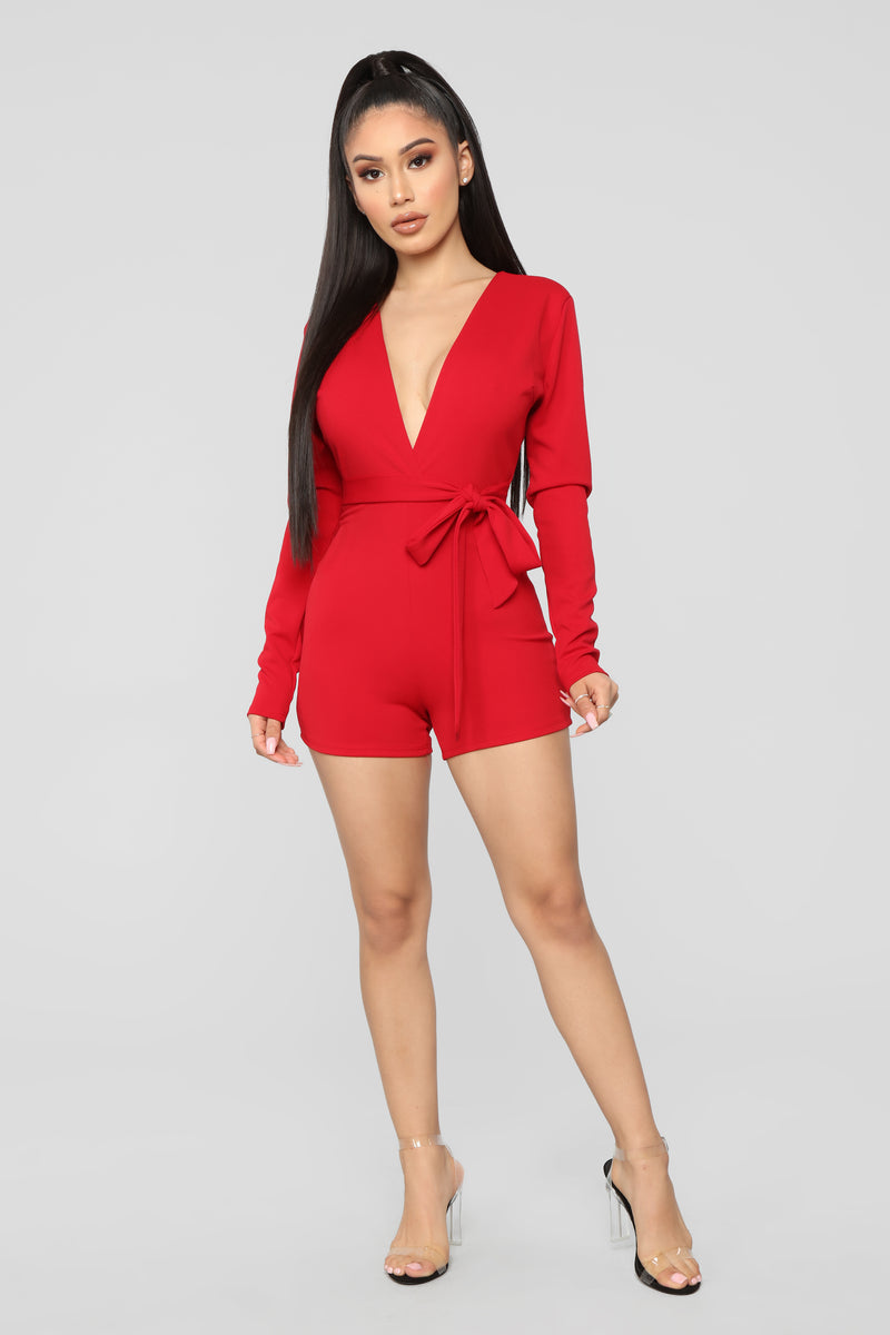 Let's Go Downtown Romper - Red | Fashion Nova, Rompers | Fashion Nova