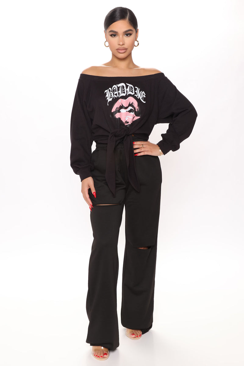 Baddie Got Them Lips Off Shoulder Top - Black | Fashion Nova, Screens ...