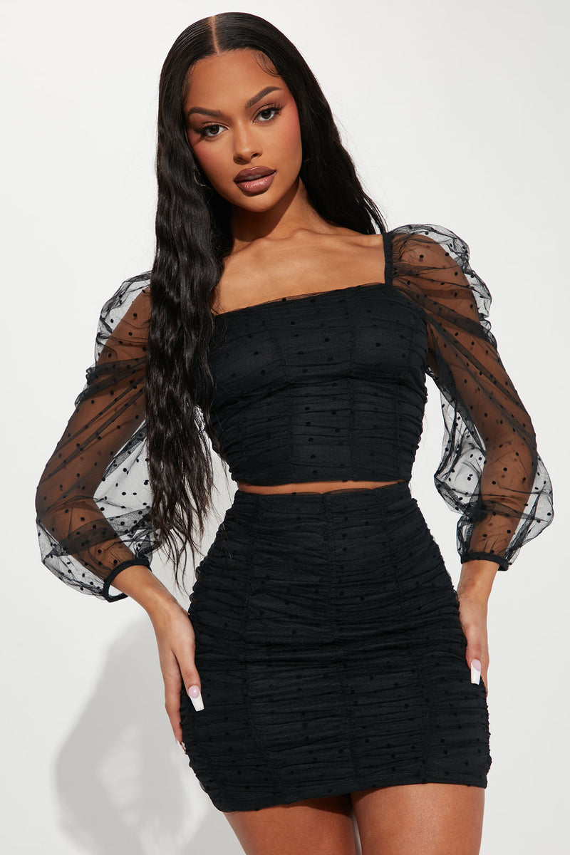 Fay Polka Dot Skirt Set - Black/Black | Fashion Nova, Matching Sets ...