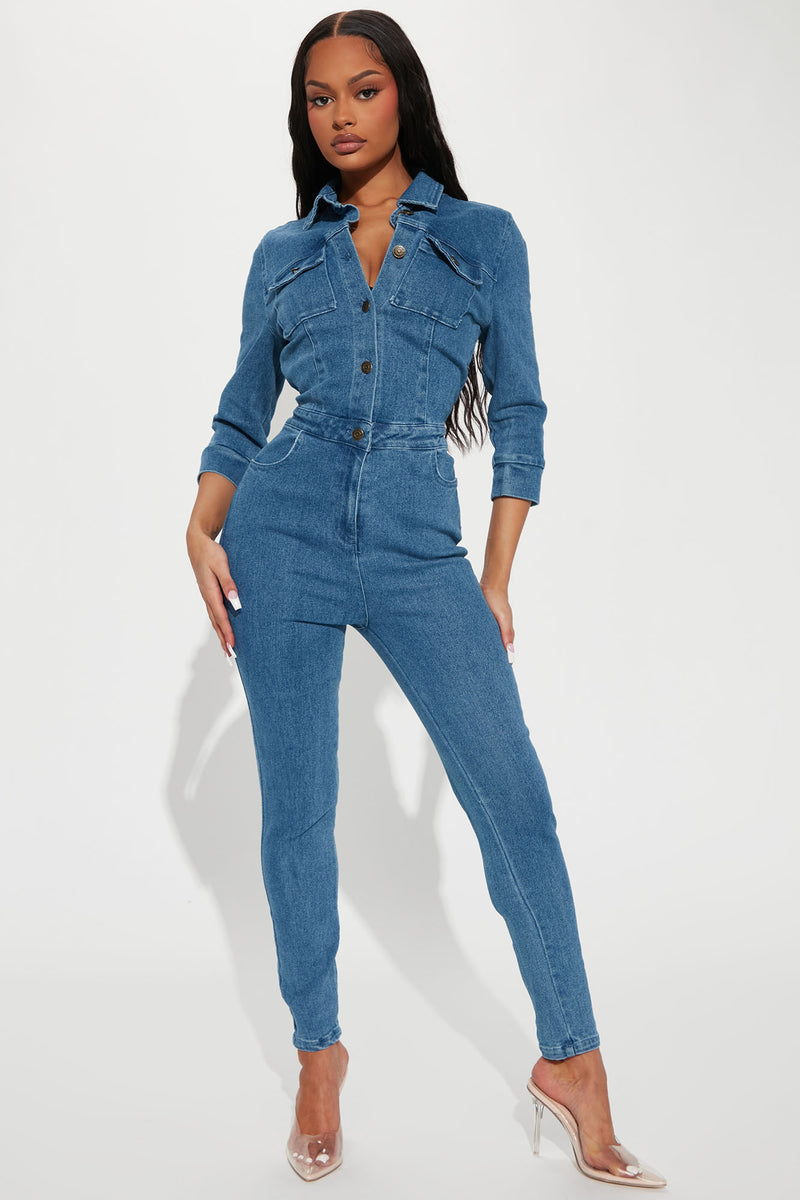 Robyn Denim Jumpsuit - Medium Wash | Fashion Nova, Jumpsuits | Fashion Nova