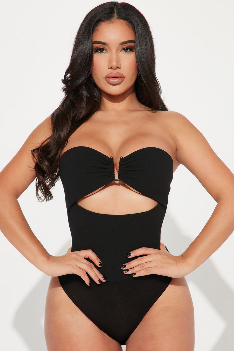 Camila Ruched Bandeau Bodysuit - Black | Fashion Nova, Bodysuits | Fashion Nova