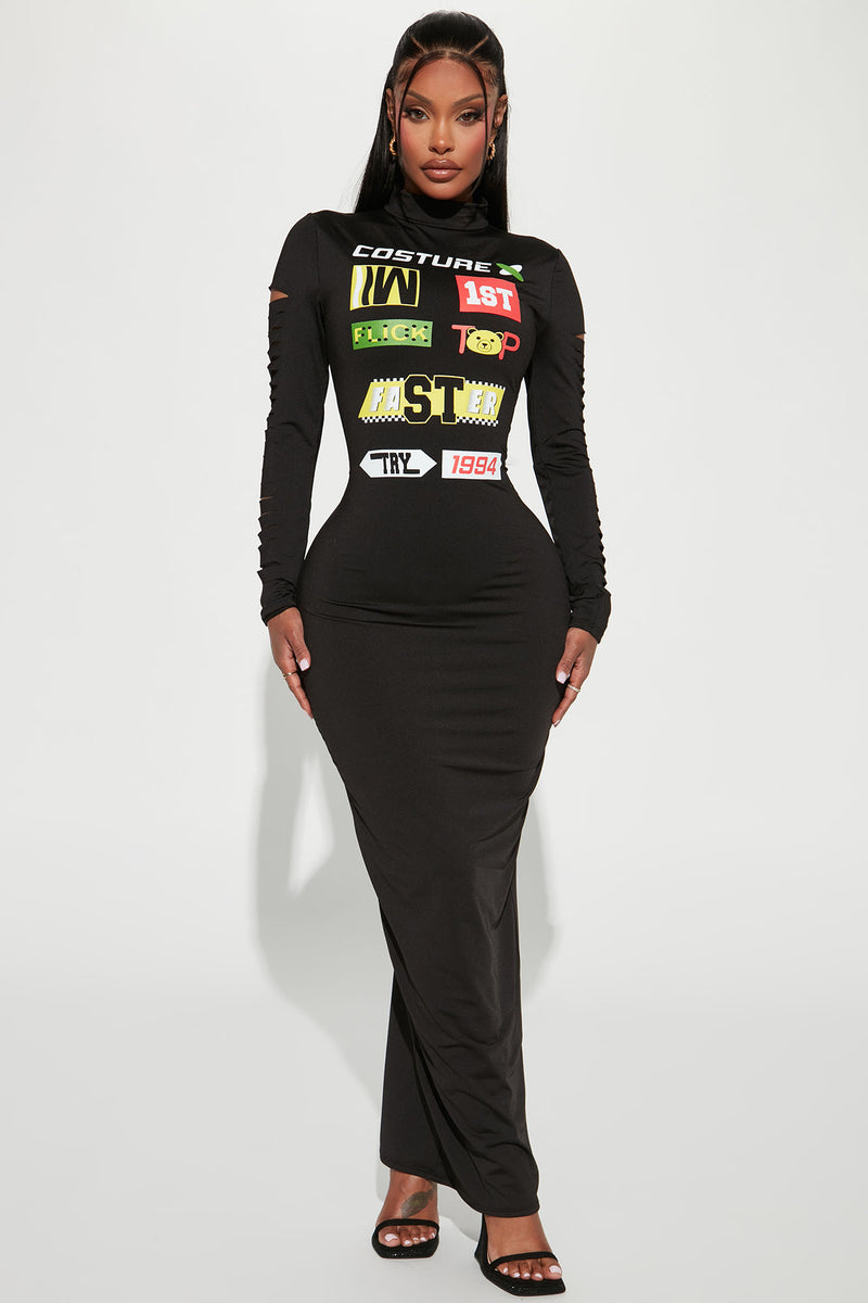 Race On Maxi Dress - Black/combo | Fashion Nova, Dresses | Fashion Nova