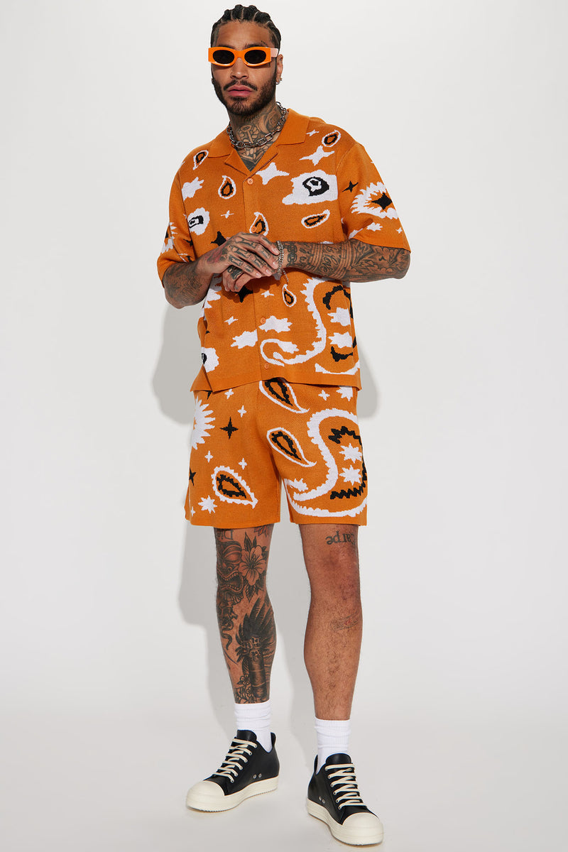 Easy Paisley Short - Orange | Fashion Nova, Mens Fleece Bottoms ...