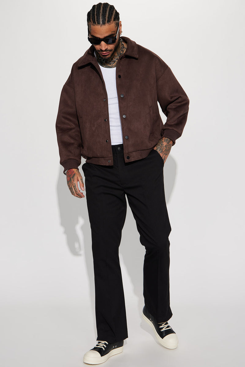 Hold The Vision Faux Suede Jacket - Chocolate | Fashion Nova, Mens ...
