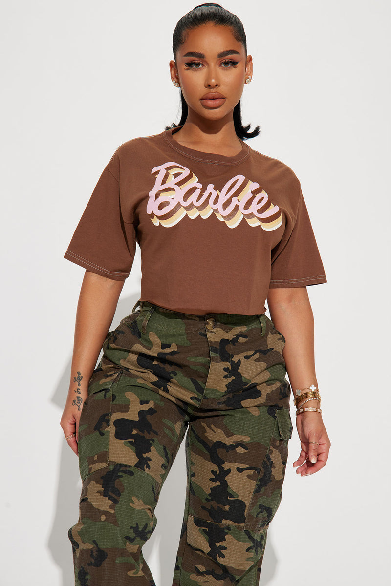 Barbie Logo Graphic Crop Top - Mocha | Fashion Nova, Screens Tops and ...