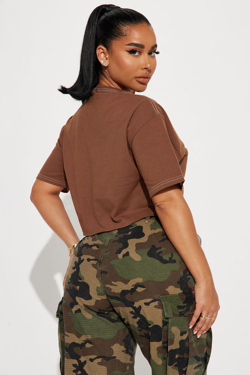 Barbie Logo Graphic Crop Top - Mocha | Fashion Nova, Screens Tops and ...