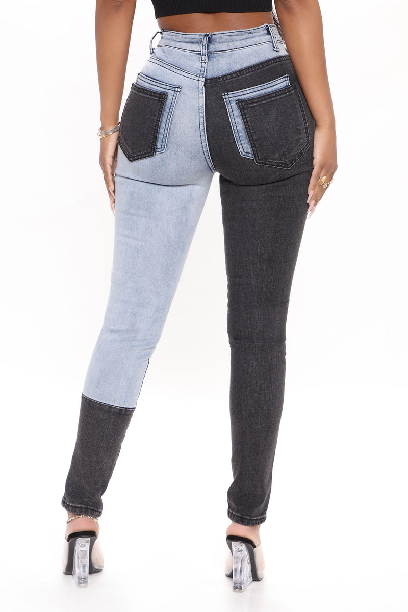 A Double Life Two Tone Skinny Jeans - Blue/combo | Fashion Nova, Jeans ...