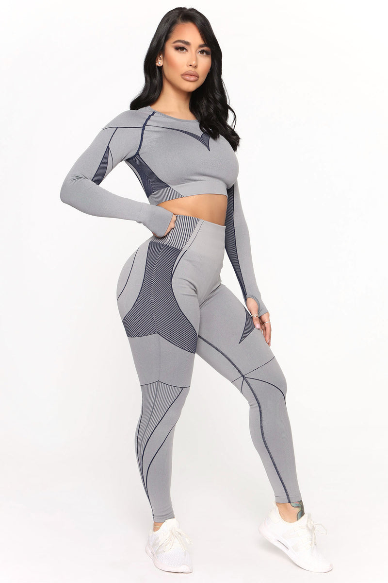 Born 2 Fly Infinity Seamless Active Crop Top - Grey/Blue | Fashion Nova ...