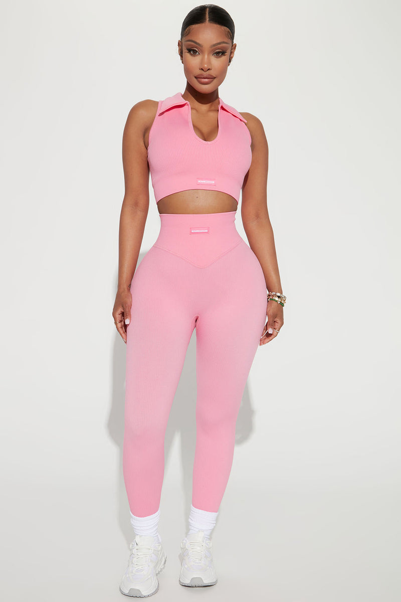 Effortless Aries Ribbed Seamless Top Pink Fashion Nova Nova Sport Tops Fashion Nova