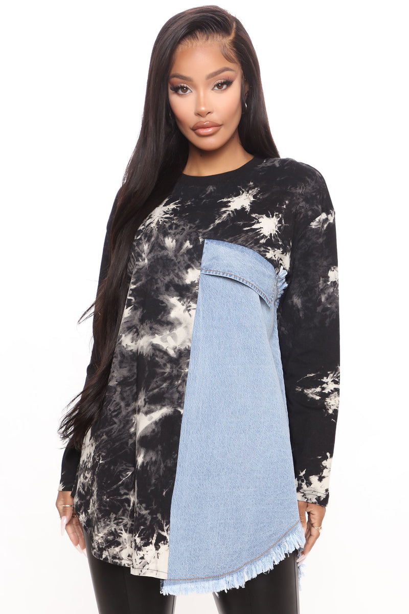 Street Rep Oversized Tunic Top - Black/combo | Fashion Nova, Knit Tops ...