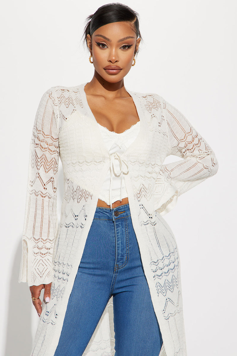Fade Away Pointelle Duster Cardigan - White | Fashion Nova, Sweaters ...