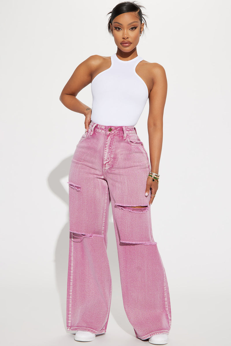 Feel The Beat Non Stretch Wide Leg Jean - Purple | Fashion Nova, Jeans ...
