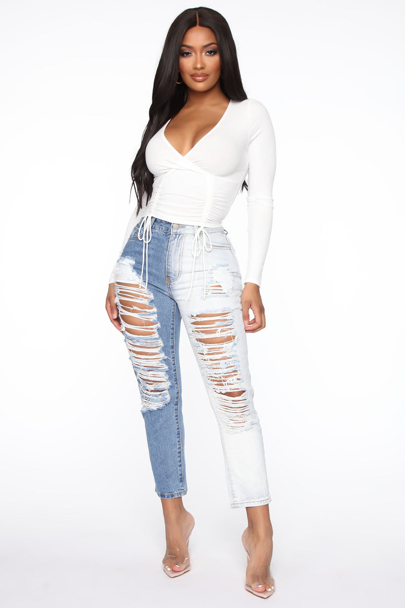 Ruched And Stunning Ribbed Top - Ivory | Fashion Nova, Knit Tops ...