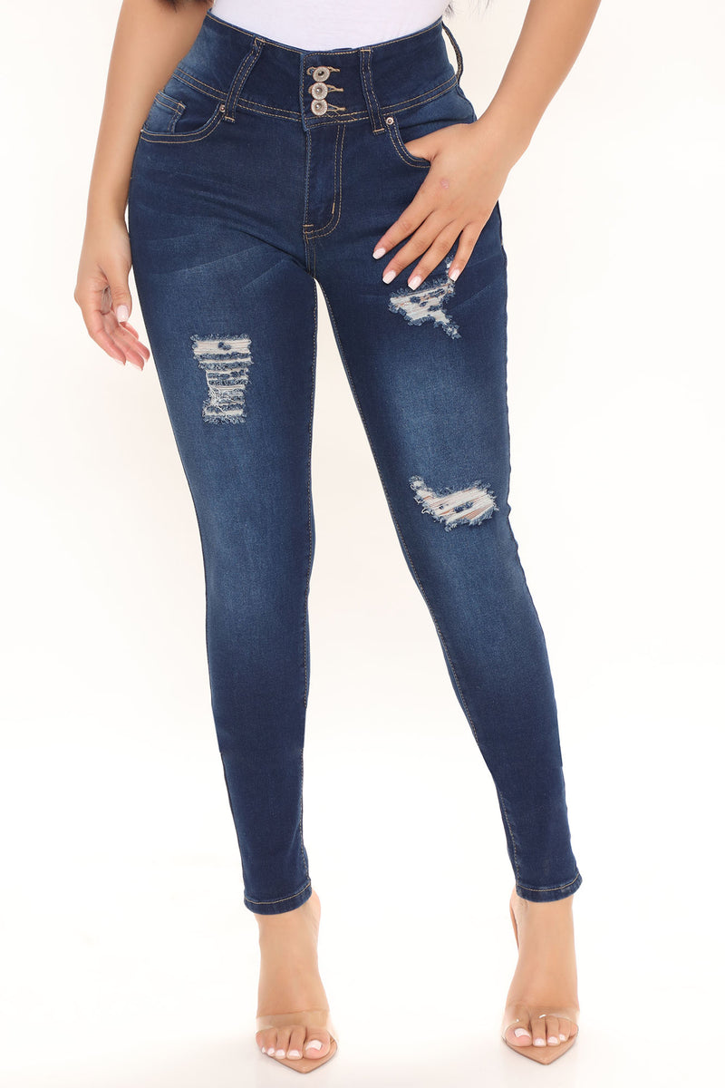 Breakin' Rules Ripped Skinny Jeans - Dark Wash | Fashion Nova, Jeans ...