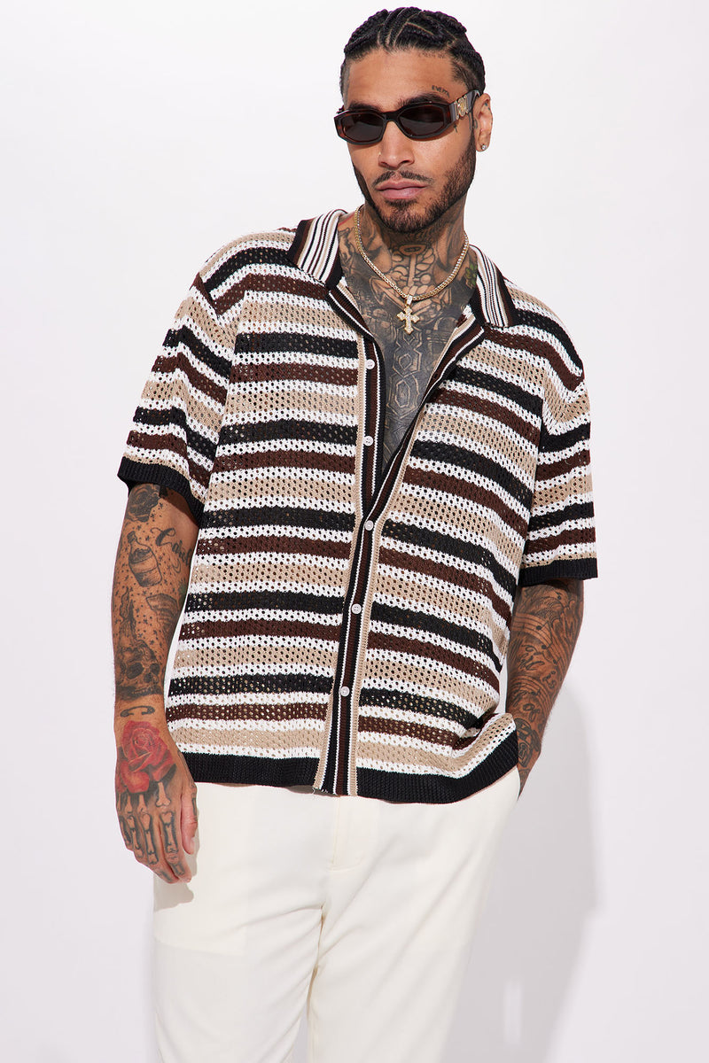 Keep It Exclusive Short Sleeve Shirt Chocolate Fashion Nova Mens