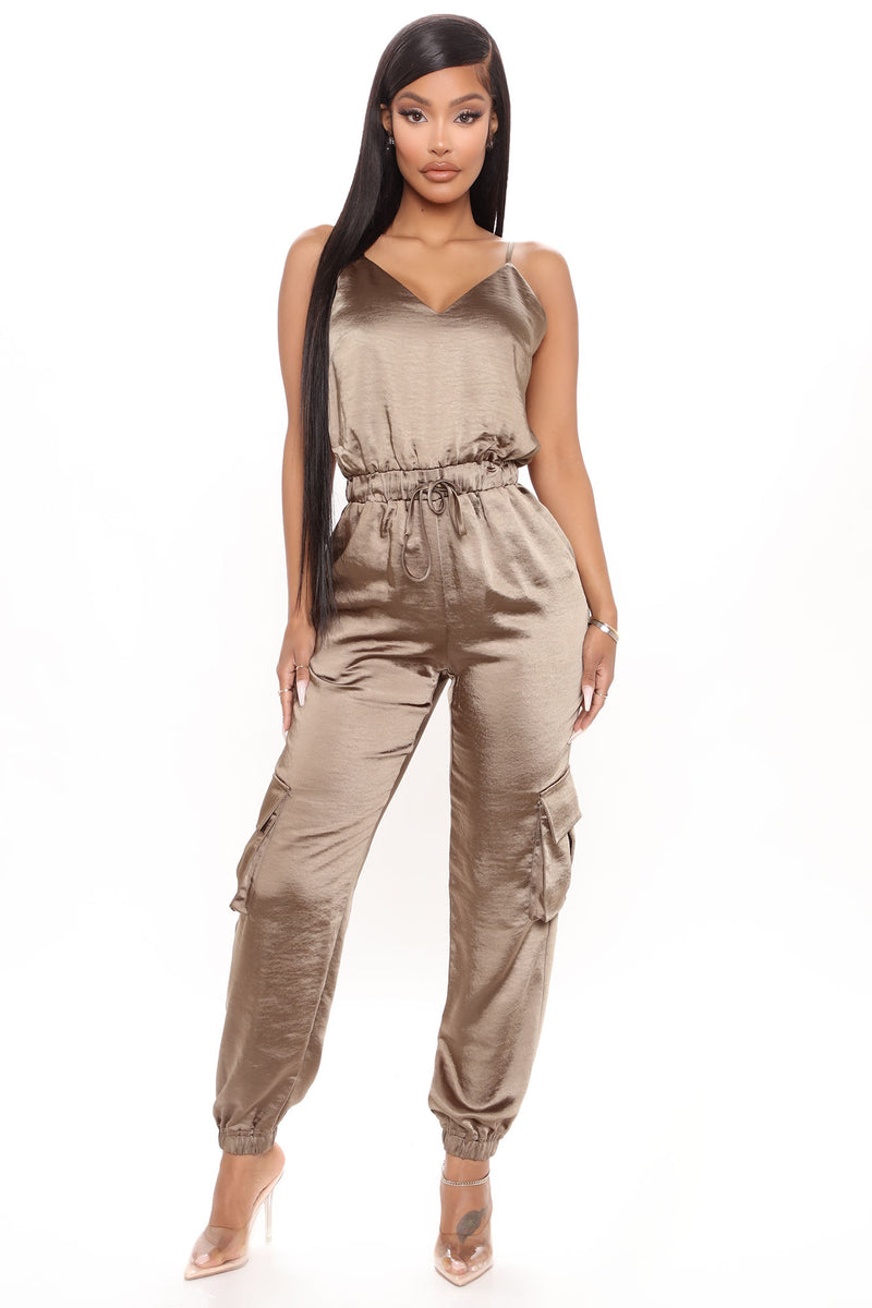 Bombshell Baddie Satin Jumpsuit - Olive | Fashion Nova, Jumpsuits ...