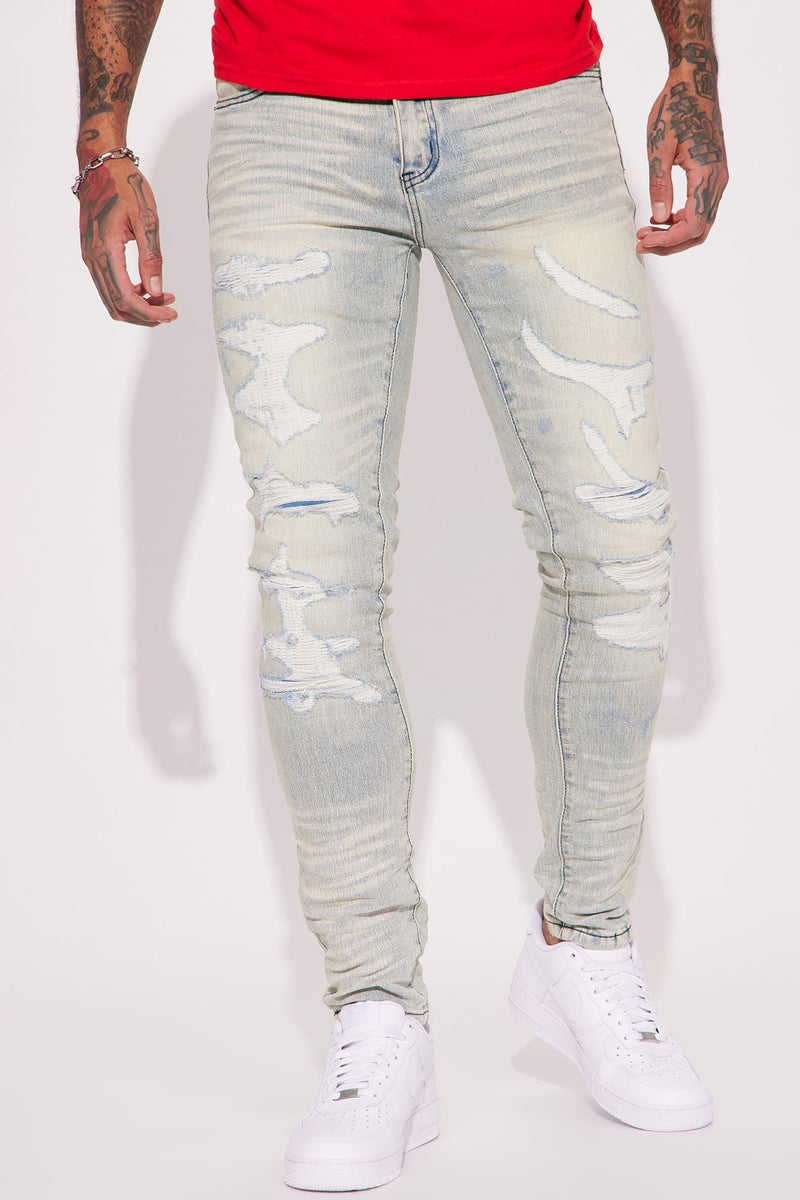 Got Me Ripped Stacked Skinny Jeans - Light Wash | Fashion Nova, Mens ...