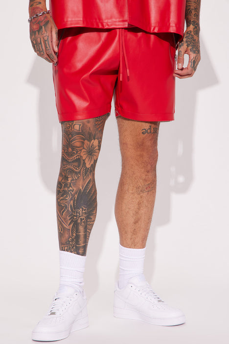 Slam Dunk Faux Leather Shorts Red Fashion Nova, Mens Shorts