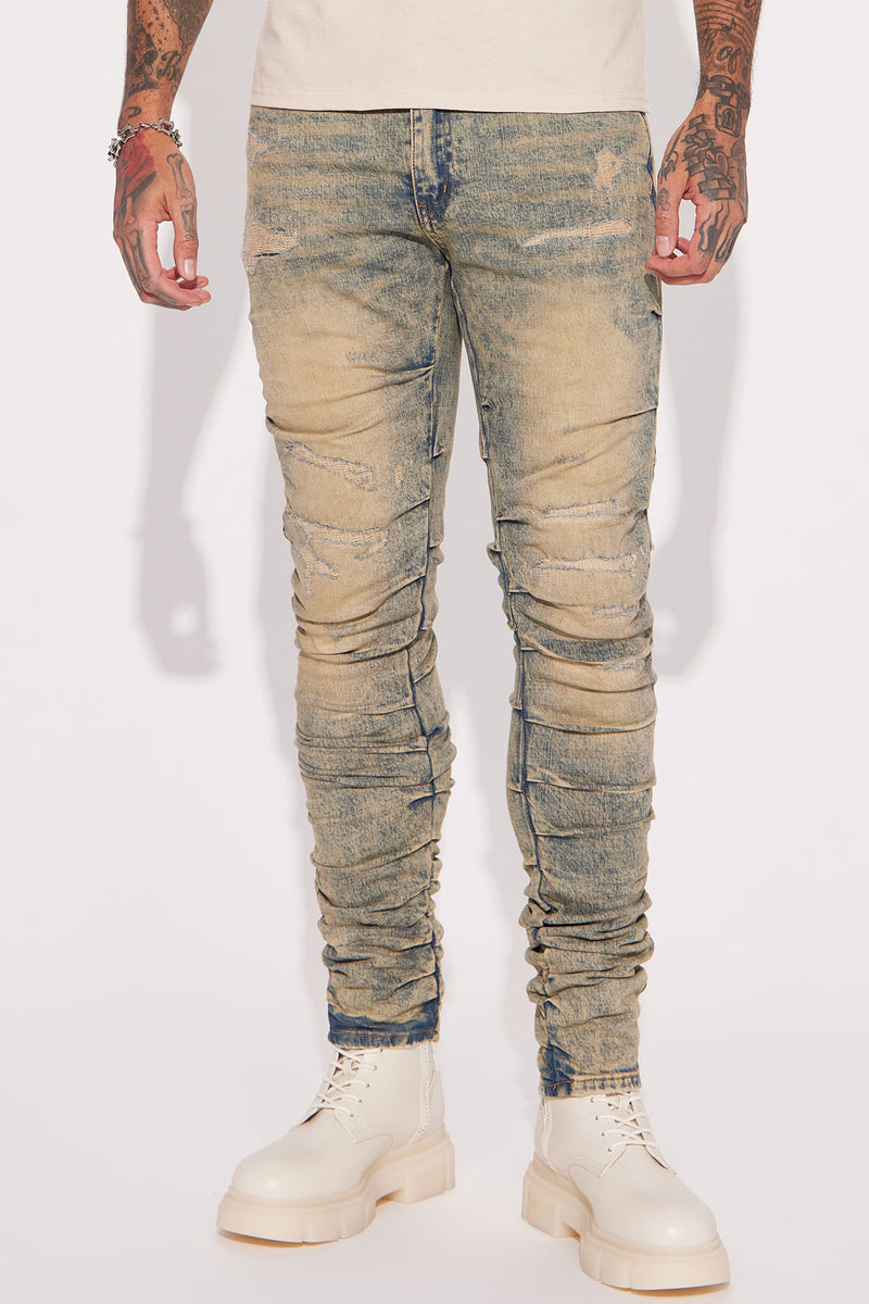 Stack On Stacked Skinny Jeans - Vintage Blue Wash | Fashion Nova, Mens ...