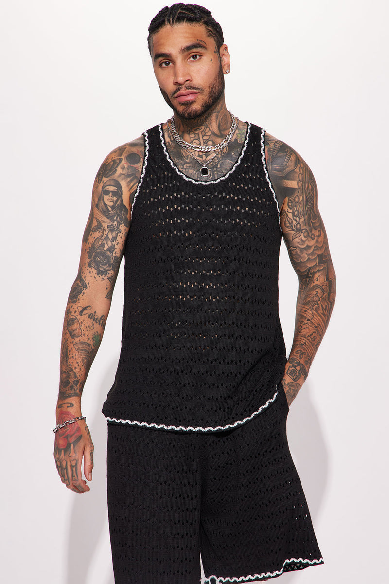 Clear Cut Textured Knitted Tank - Black/combo | Fashion Nova, Mens Tees ...