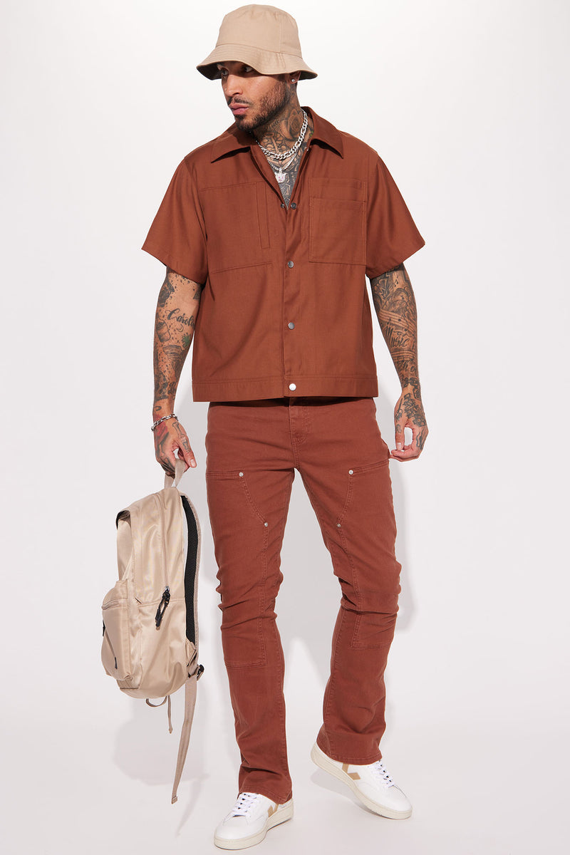 Probably Call Me Short Sleeve Button Up - Brown | Fashion Nova, Mens ...