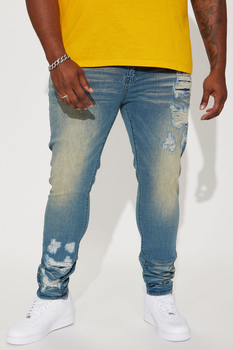 About Me Ripped Stacked Skinny Jeans - Medium Wash | Fashion Nova, Mens ...