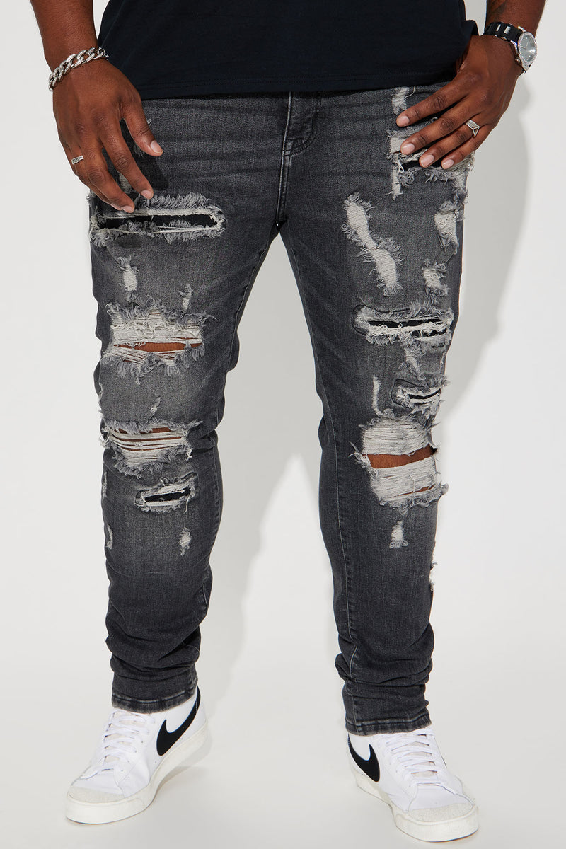 Ready To Unwind Stacked Skinny Jeans - Black Wash | Fashion Nova, Mens ...