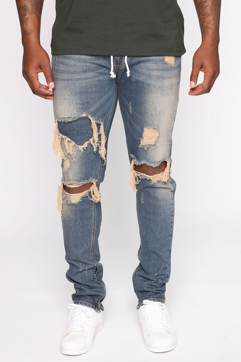 Chase The Money Distressed Skinny Jean - Dark Wash | Fashion Nova, Mens ...