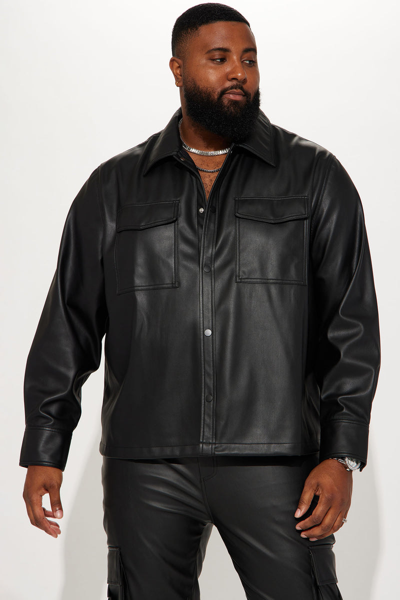 Night Out Faux Leather Shacket - Black | Fashion Nova, Mens Jackets ...