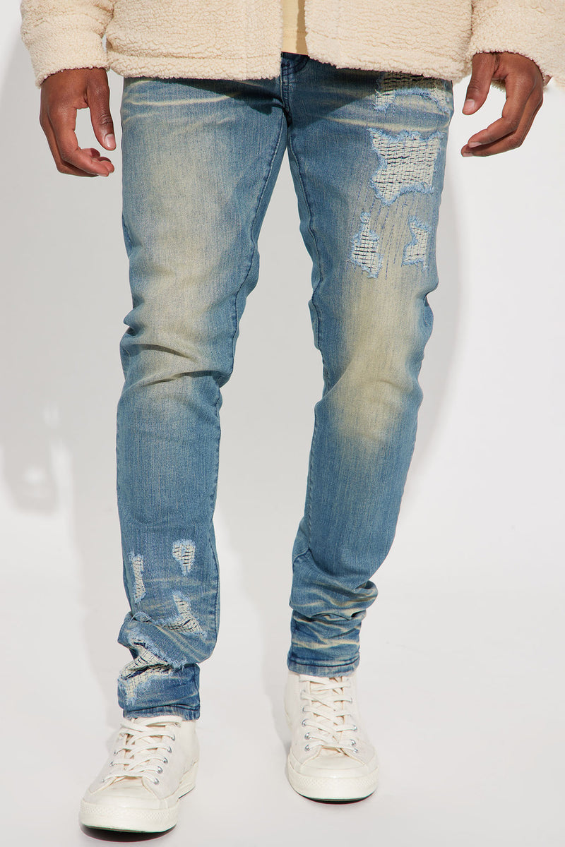 About Me Ripped Stacked Skinny Jeans - Medium Wash | Fashion Nova, Mens ...