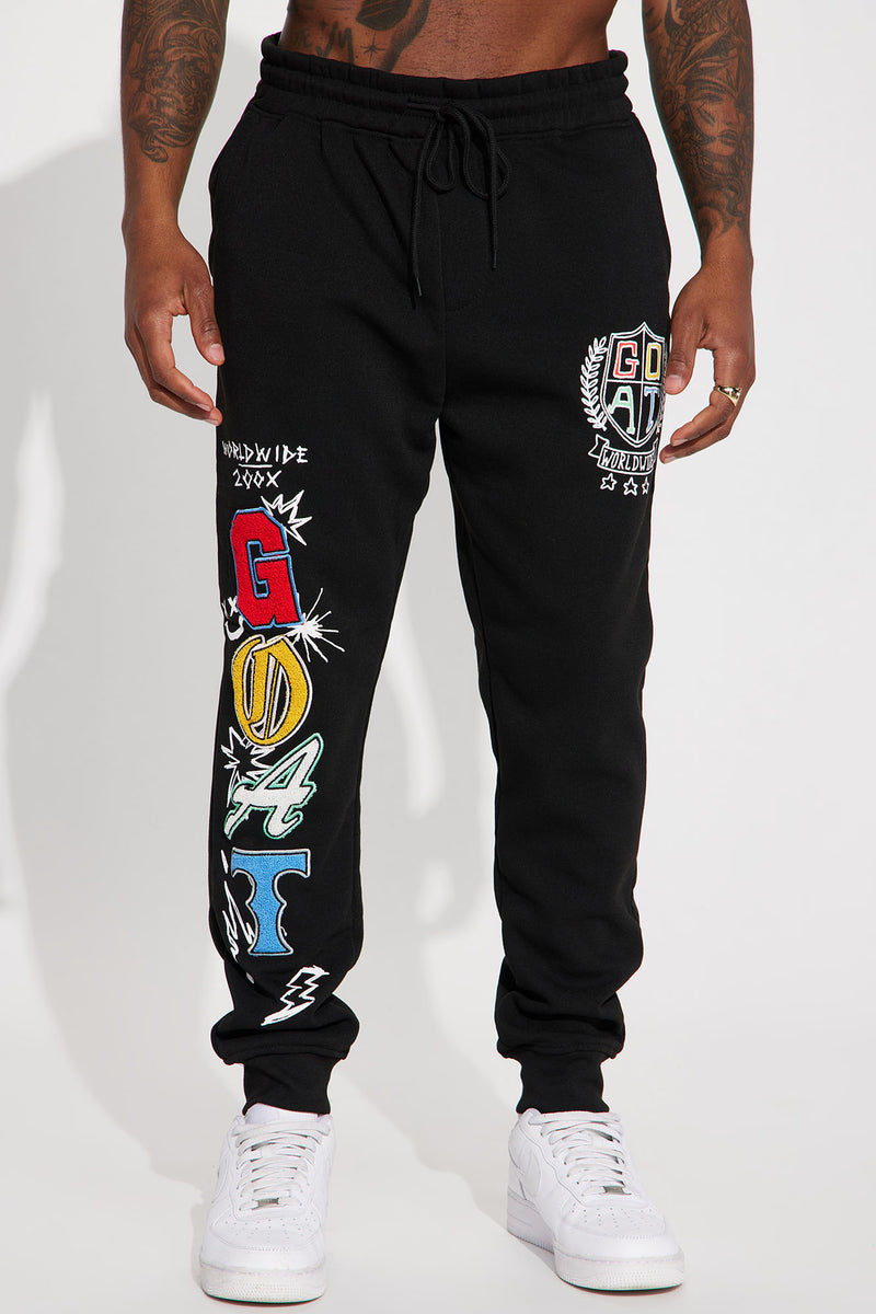 Goat Collegiate Joggers - Black | Fashion Nova, Mens Fleece Bottoms | Fashion Nova