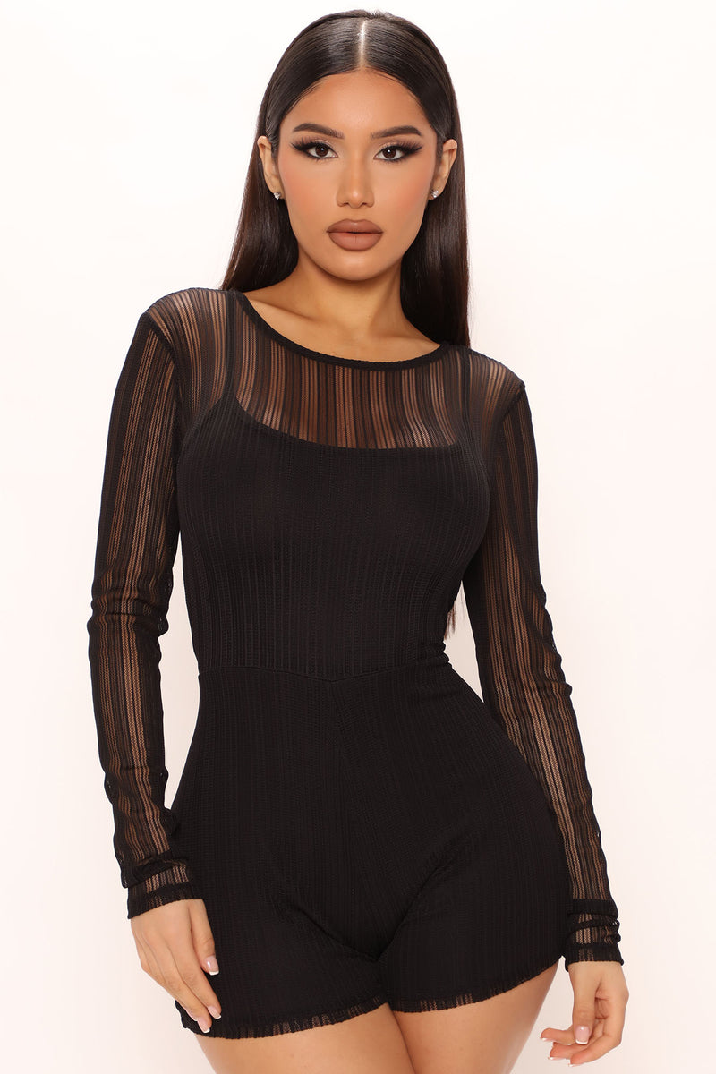 Mandy Mesh Romper - Black | Fashion Nova, Rompers | Fashion Nova