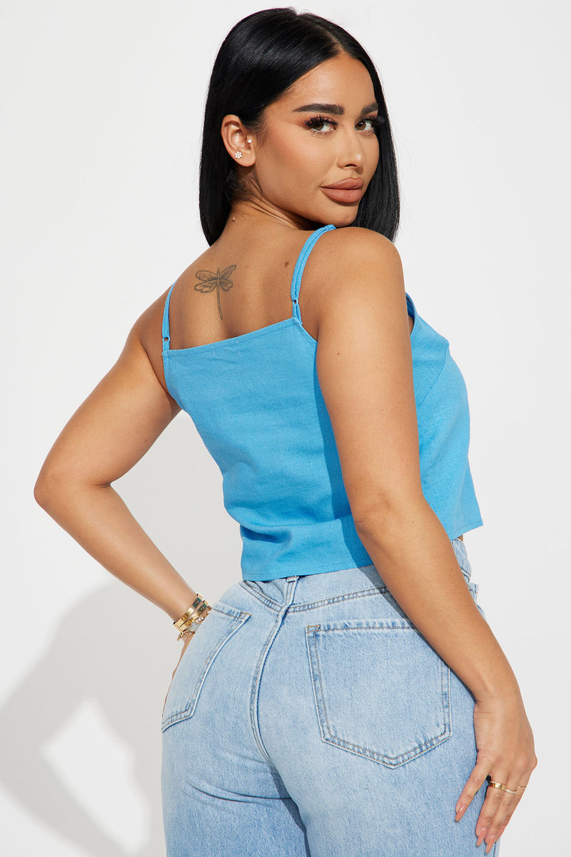 Karren Linen Cami Top - Turquoise | Fashion Nova, Shirts & Blouses ...