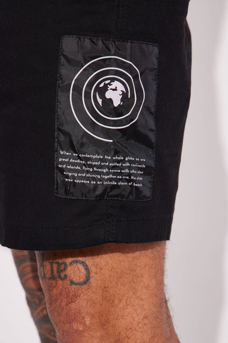 Barcode Twill Shorts - Black | Fashion Nova, Mens Shorts | Fashion Nova