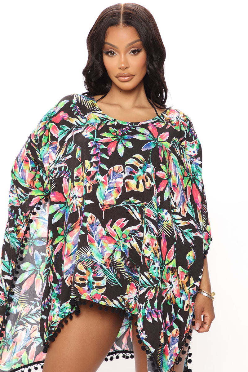 Wanderlust Vacay Cover Up Poncho - Black/combo | Fashion Nova, Swimwear ...