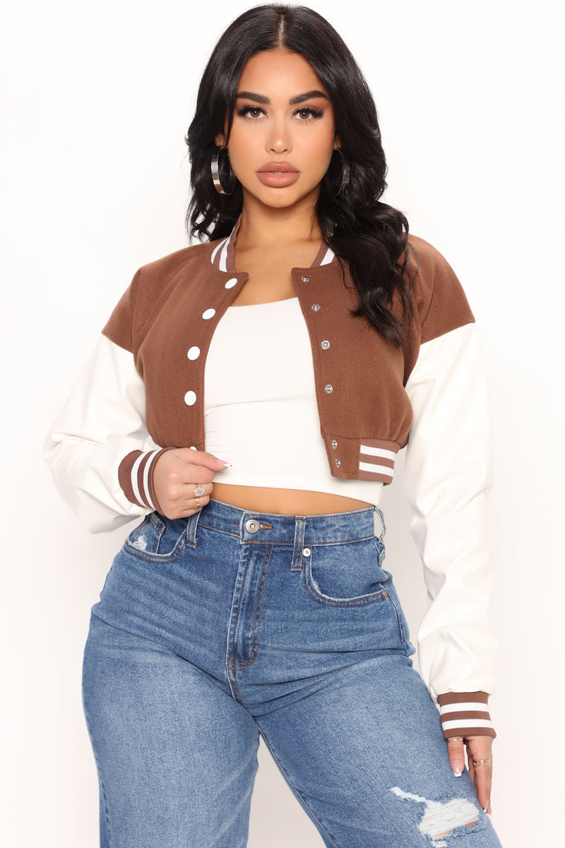 Cool Girl In School Varsity Jacket - Chocolate | Fashion Nova, Jackets ...