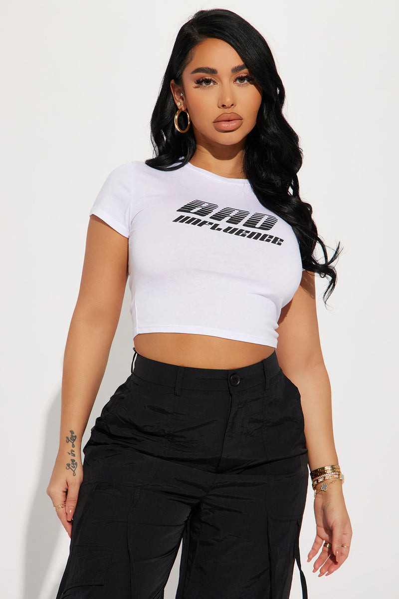 Bad Influence Cropped Tee - White | Fashion Nova, Screens Tops and ...